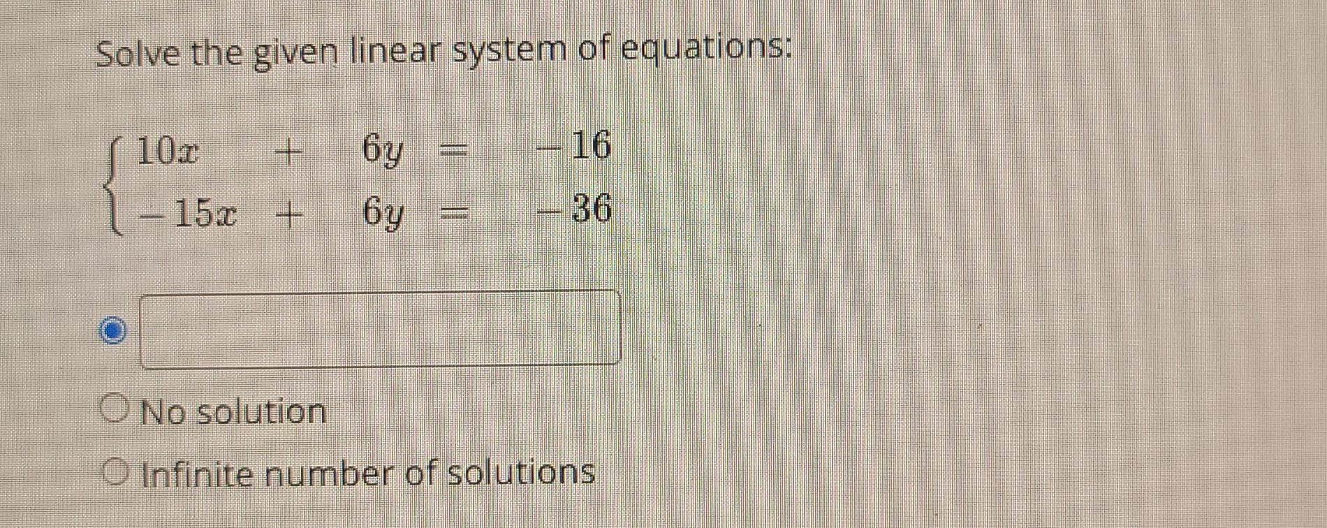 Solved Solve the given linear system of equations: | Chegg.com