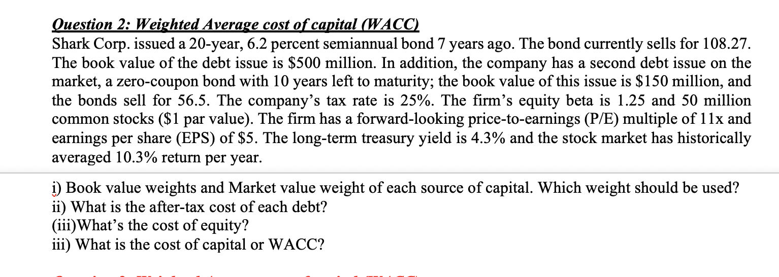 Solved show all work please, excel and handwritten:Ouestion | Chegg.com