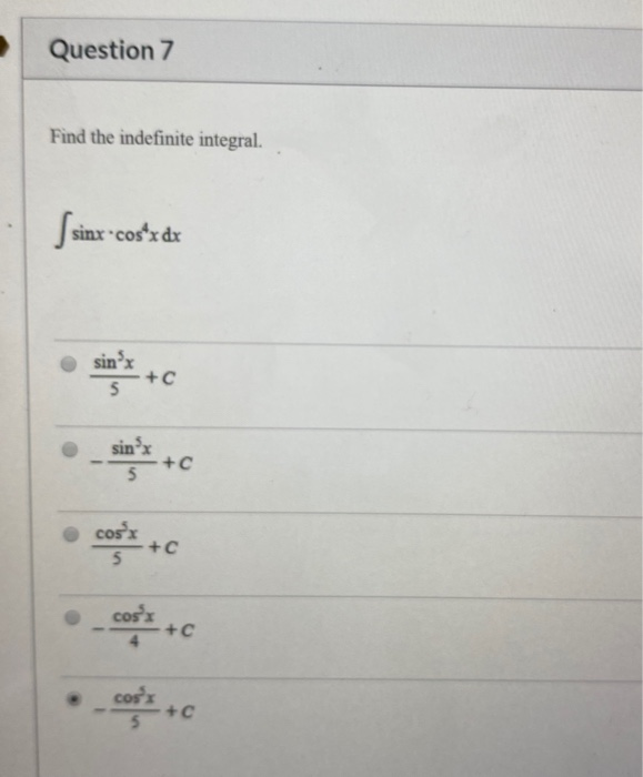 Solved Question 6 1 pts Find the indefinite integral. -2 (2 | Chegg.com