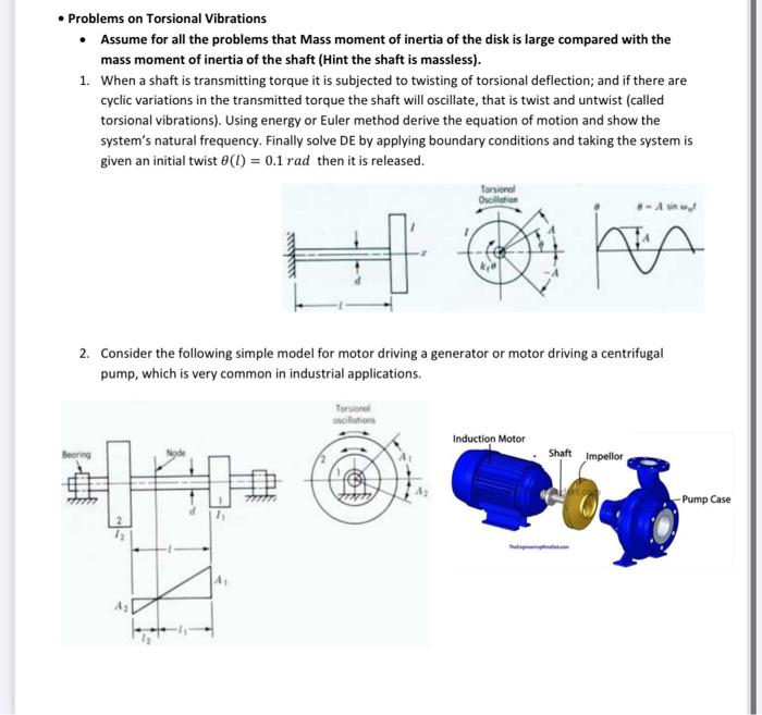 Solved • Problems on Torsional Vibrations Assume for all the | Chegg.com