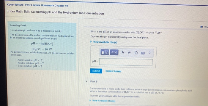 Solved (post-lecture: Post Lecture Homework Chapter 10 Key | Chegg.com