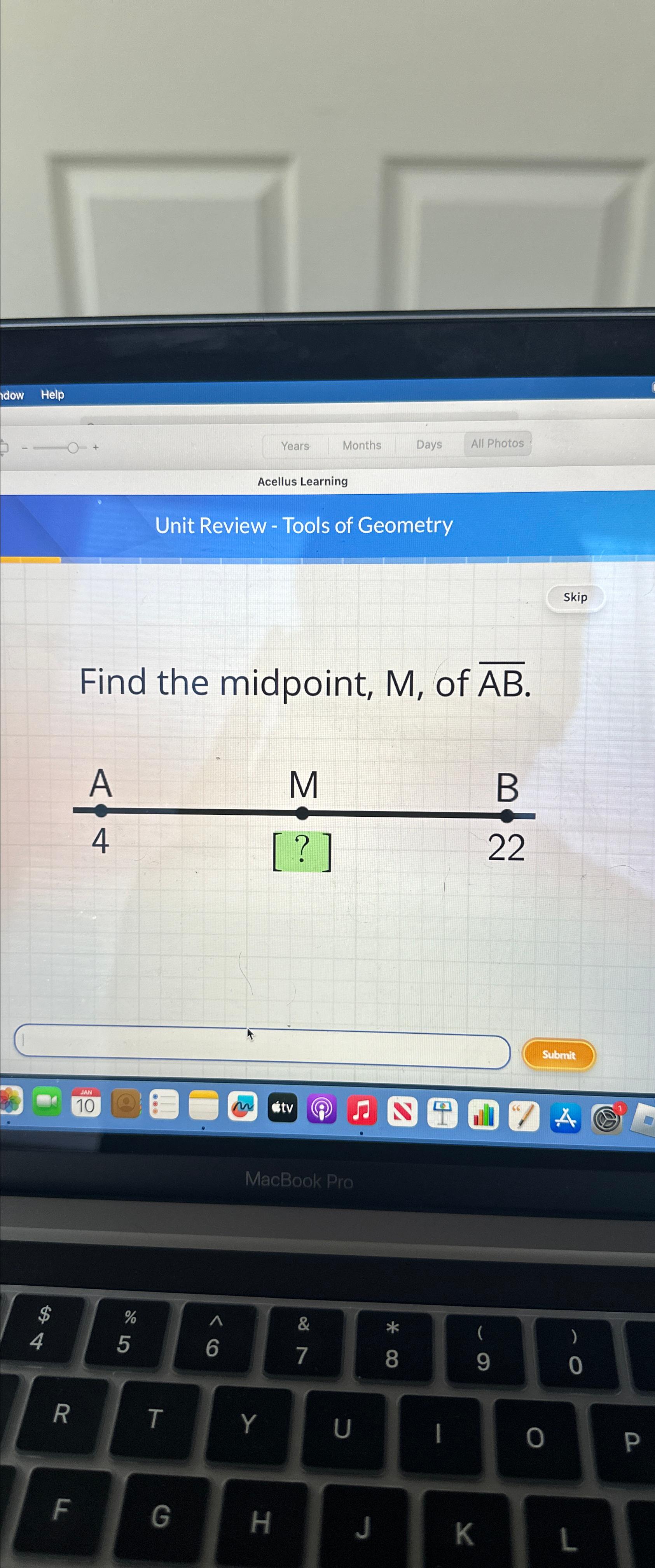 Solved Find the midpoint, M, ﻿of ?bar (AB). | Chegg.com