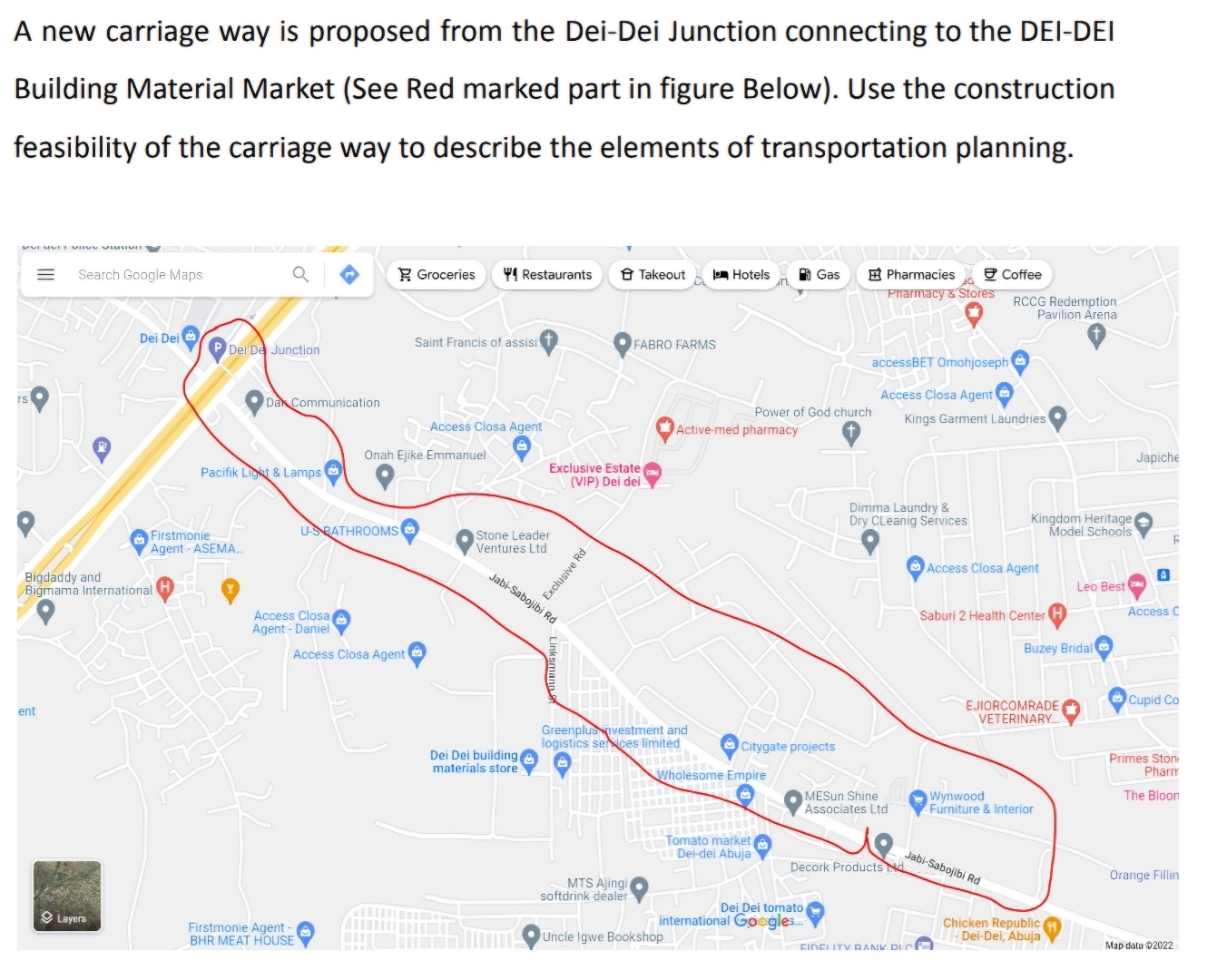 Solved A new carriage way is proposed from the Dei-Dei | Chegg.com