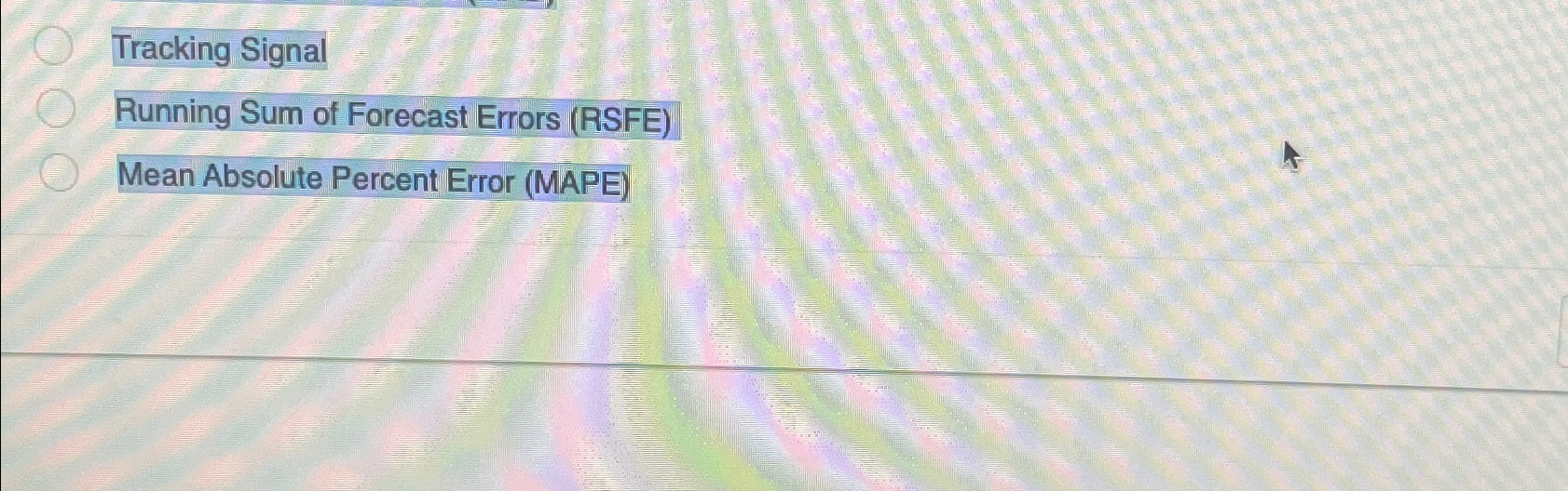 Solved Tracking SignalRunning Sum of Forecast Errors | Chegg.com