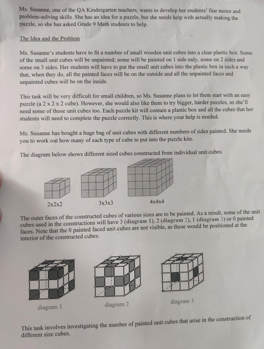 Solved The above three, 3×3×3 cubes, display 3,2 and 1 | Chegg.com