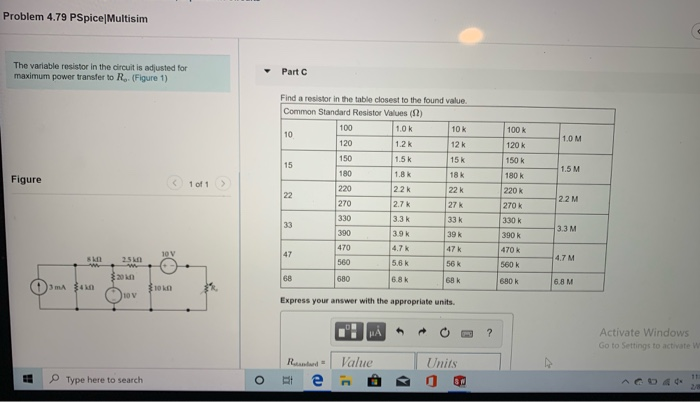 Solved Problem 4.79 PSpice Multisim The variable resistor in | Chegg.com