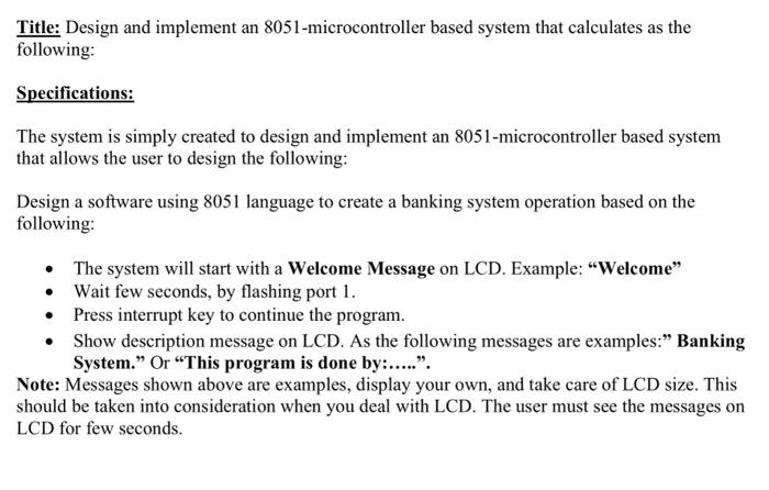 Solved Title: Design and implement an 8051-microcontroller | Chegg.com
