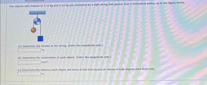 Solved Two Objects With Masses Of 3 10 Kg And 6 20 Kg Ere