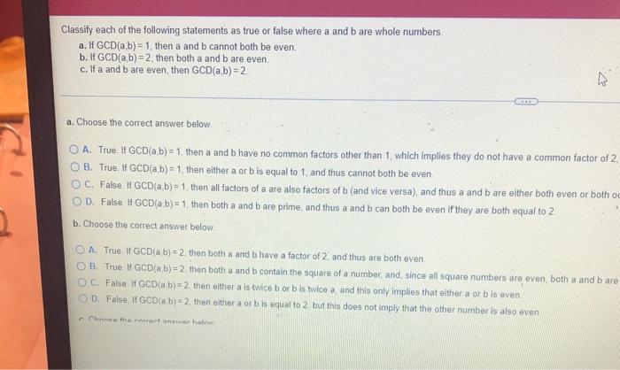 Solved classify each of the following statements as true or | Chegg.com