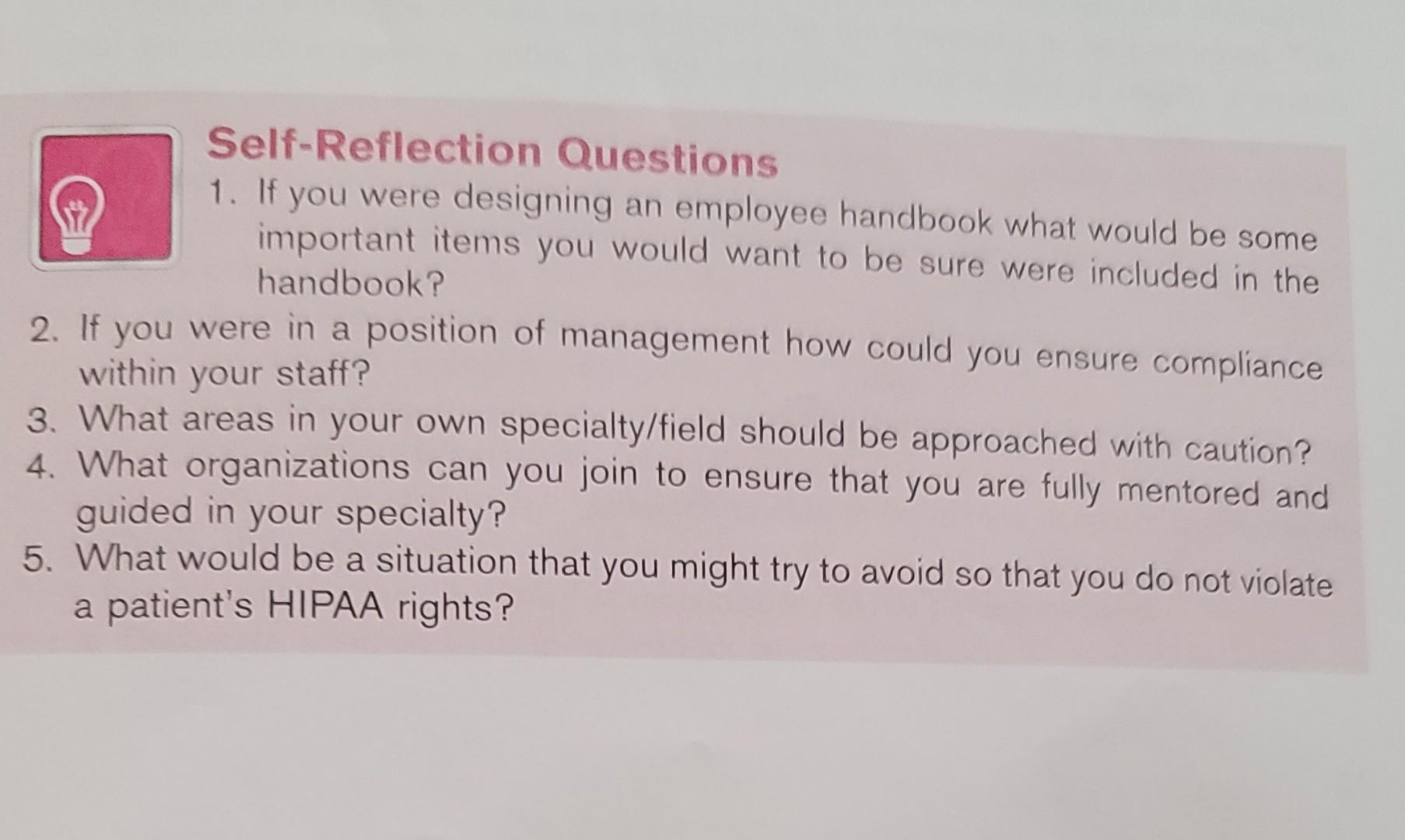 Solved Self-Reflection Questions 1. If you were designing an | Chegg.com