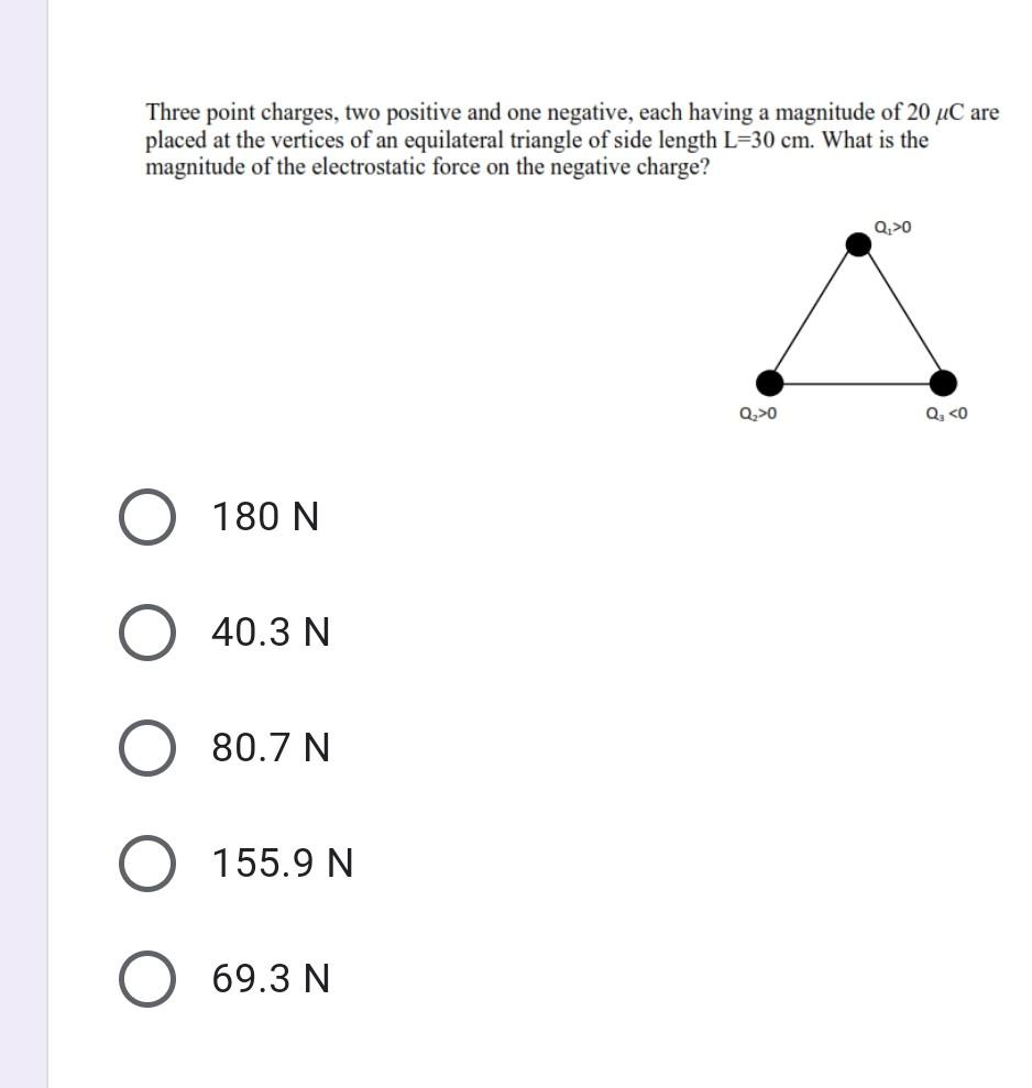 Solved Three point charges, two positive and one negative, | Chegg.com