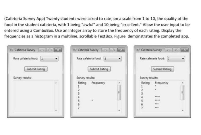 Solved (Cafeteria Survey App) Twenty students were asked to | Chegg.com
