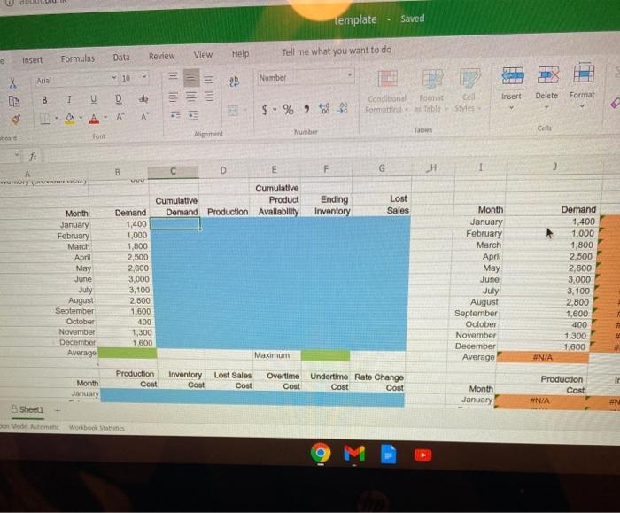 ft Excel Activity #2: Aggregate Planning - Chase | Chegg.com