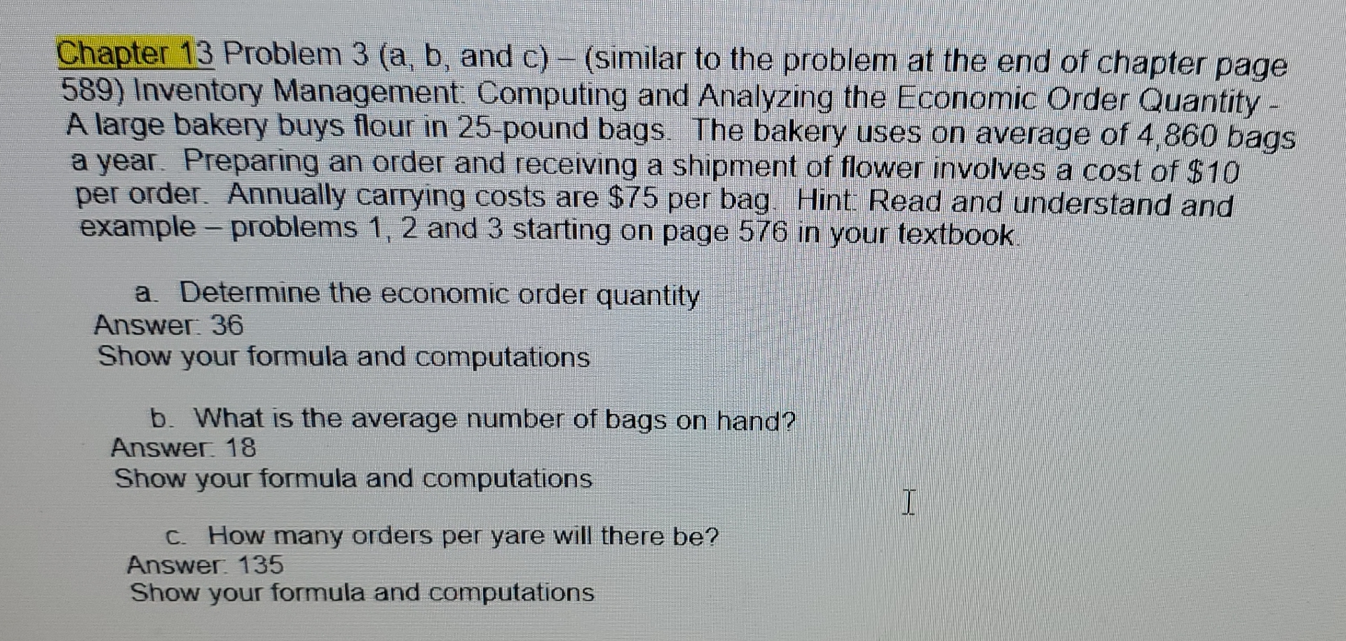 Solved Chapter 13 ﻿Problem , ﻿and c ) - (similar to the | Chegg.com
