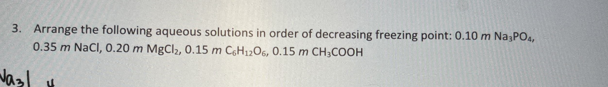 Solved Arrange the following aqueous solutions in order of | Chegg.com