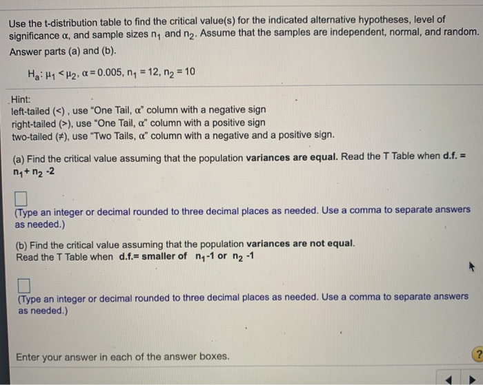 Solved Use the t-distribution table to find the critical | Chegg.com