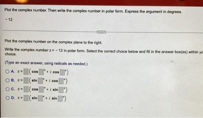 Solved Plot the complex number. Then write the complex | Chegg.com