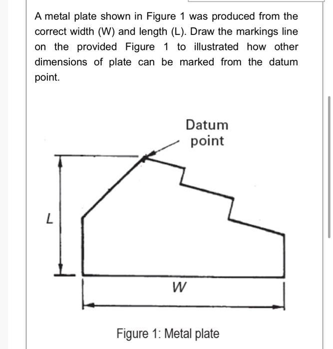 Solved A metal plate shown in Figure 1 was produced from the | Chegg.com