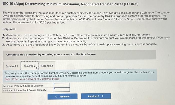 Solved E10-19 (Algo) Determining Minimum, Maximum, | Chegg.com