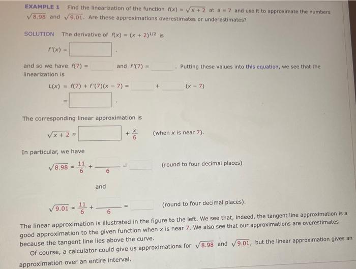Solved EXAMPLE 1 Find the linearization of the function (x) | Chegg.com