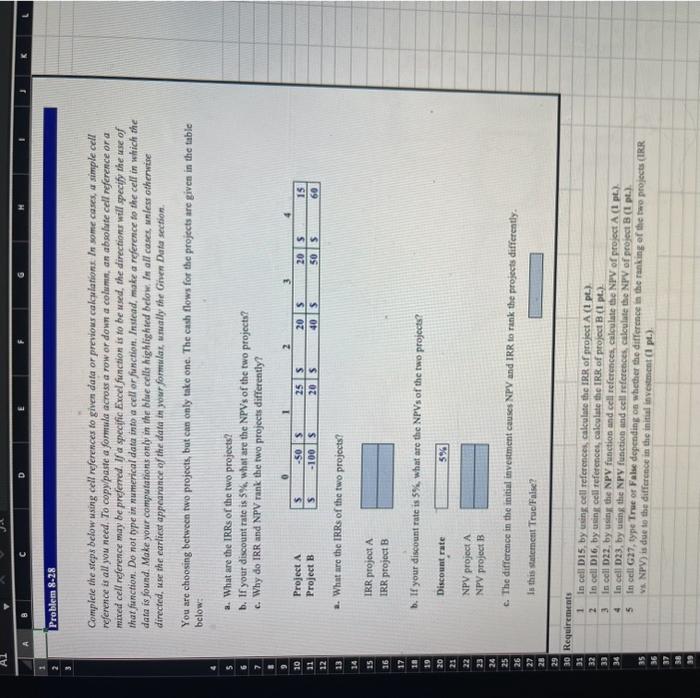 Solved Complete the steps below using cell references to | Chegg.com