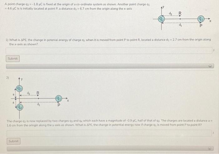 Solved A point charge q2=−18μC is fixed at the origin of a | Chegg.com