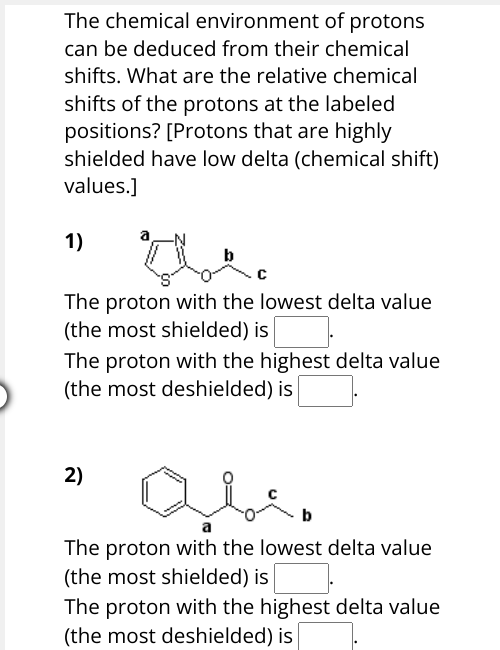 The chemical environment of protonscan be deduced | Chegg.com