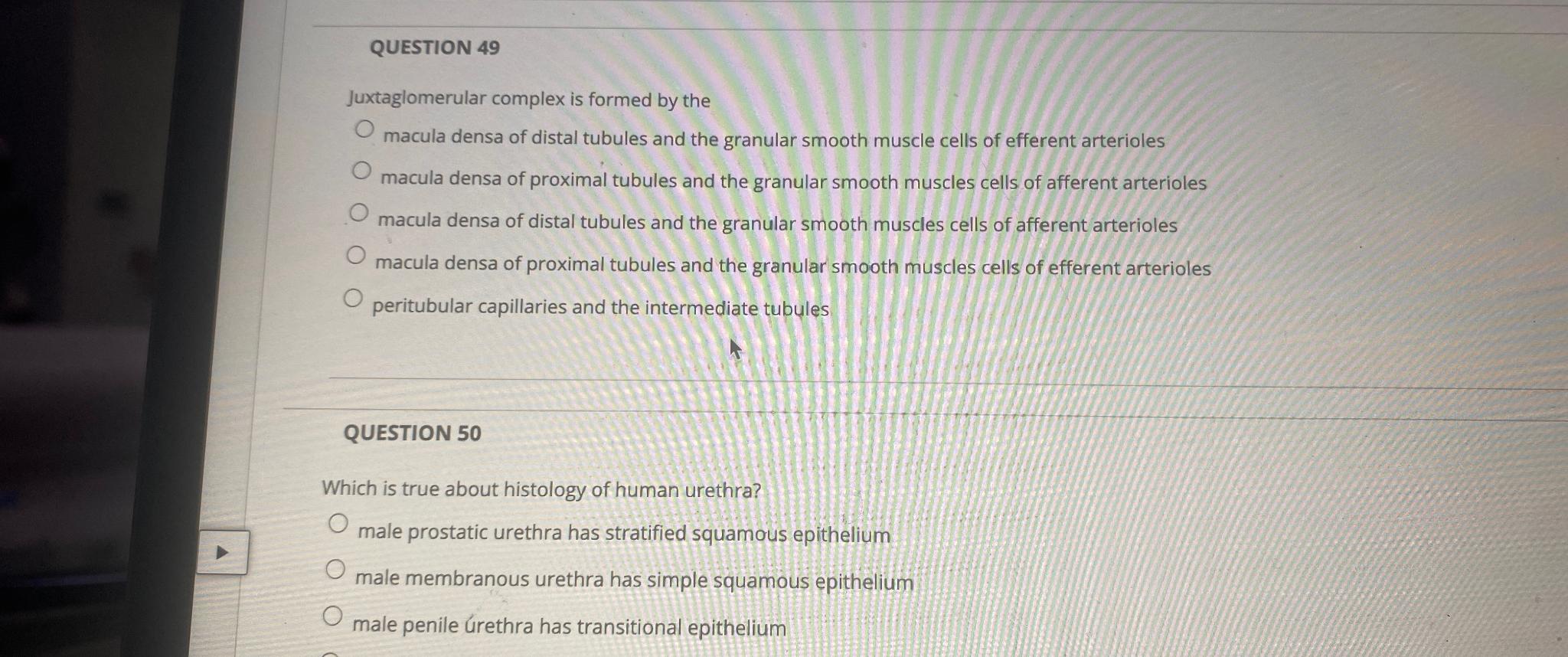 Solved QUESTION 49Juxtaglomerular complex is formed by | Chegg.com