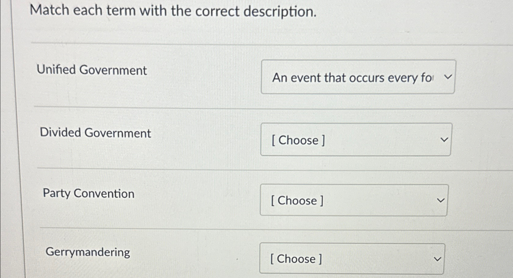Solved Match each term with the correct description.Unified | Chegg.com
