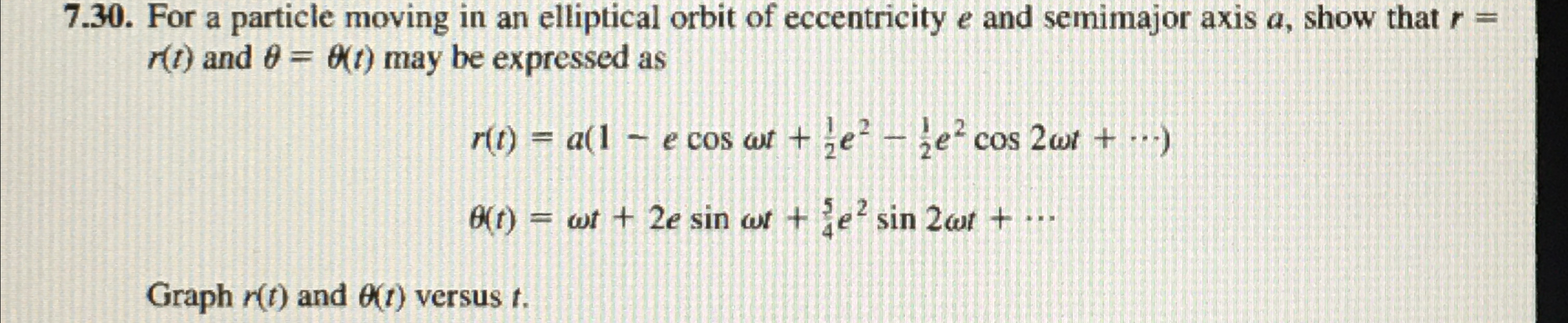 Solved 7.30. ﻿For a particle moving in an elliptical orbit | Chegg.com