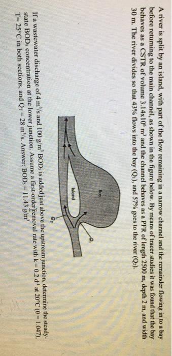 Solved A river is split by an island, with part of the flow | Chegg.com