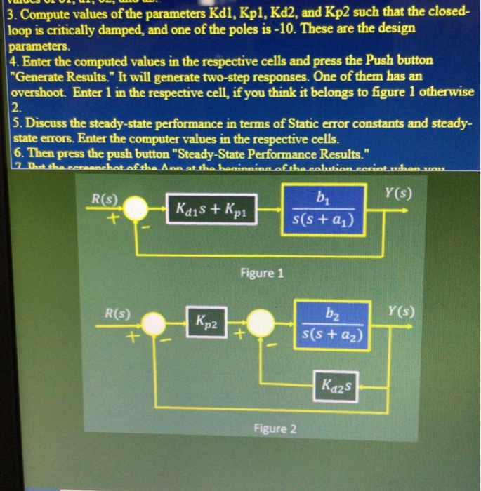 Solved 3. Compute values of the parameters Kdl, Kpl, Kd2, | Chegg.com