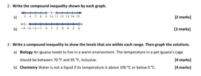 Solved 2 - Write the compound inequality shown by each | Chegg.com