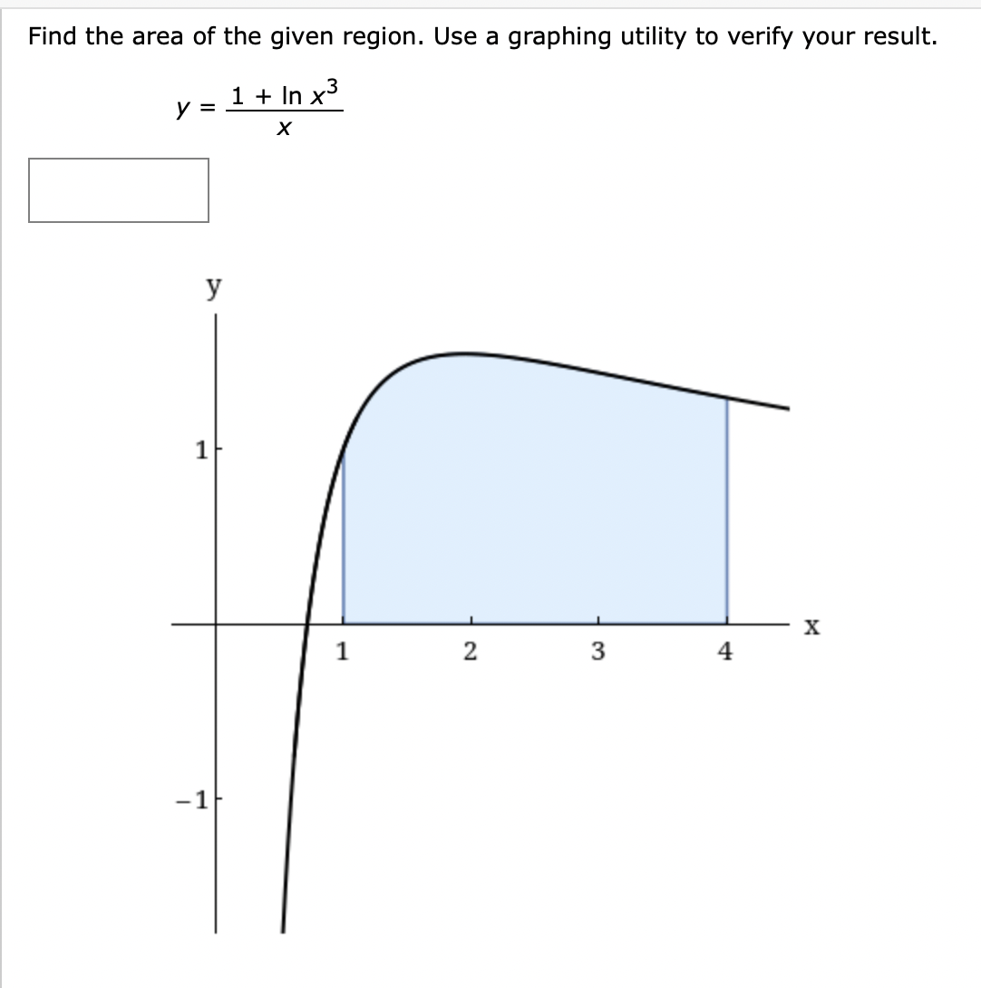 Solved Find the area of the given region. Use a graphing | Chegg.com