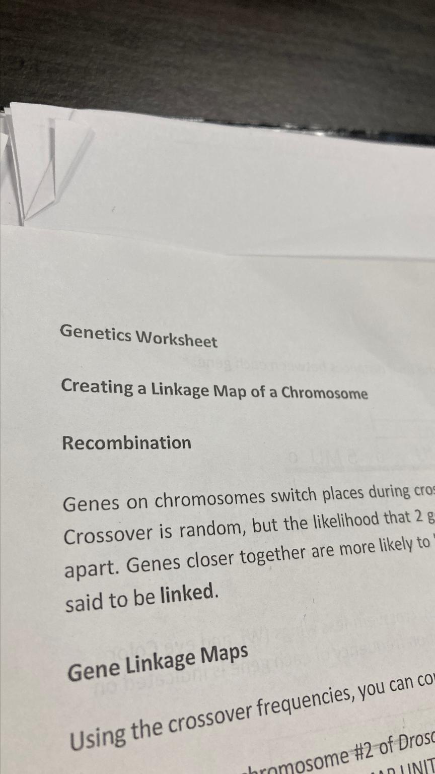 Solved Genetics WorksheetCreating a Linkage Map of a | Chegg.com