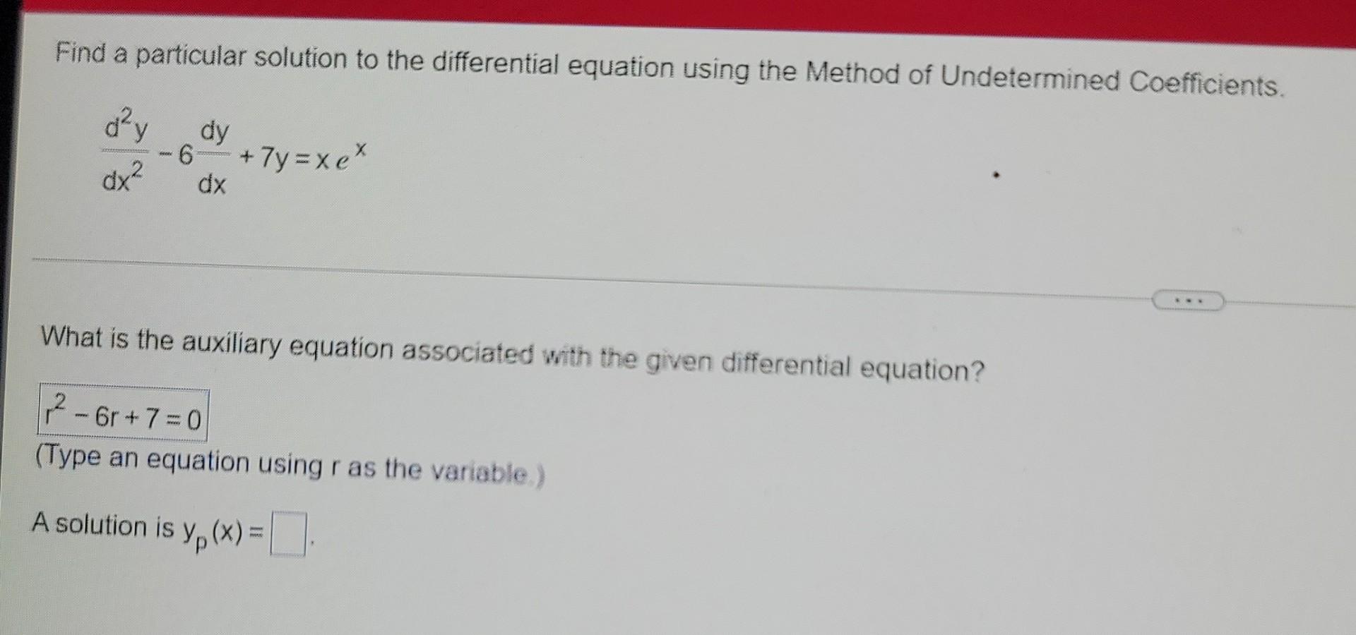 Solved Find A Particular Solution To The Differential 