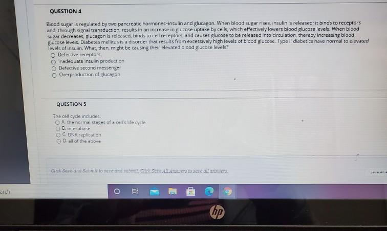 Solved QUESTION 4 Blood sugar is regulated by twa pancreatic | Chegg.com