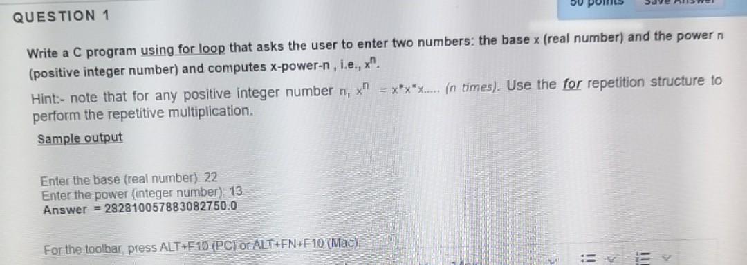 Solved Question 1 Write A C Program Using For Loop That Asks 2467