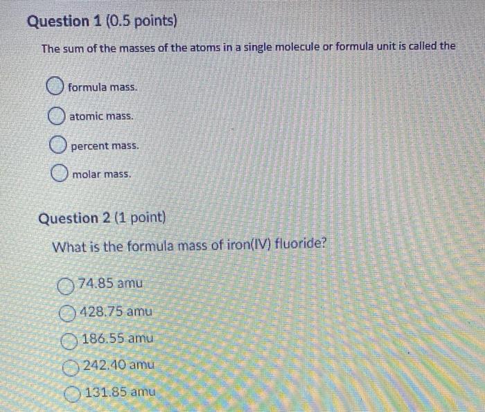 Solved The sum of the masses of the atoms in a single | Chegg.com