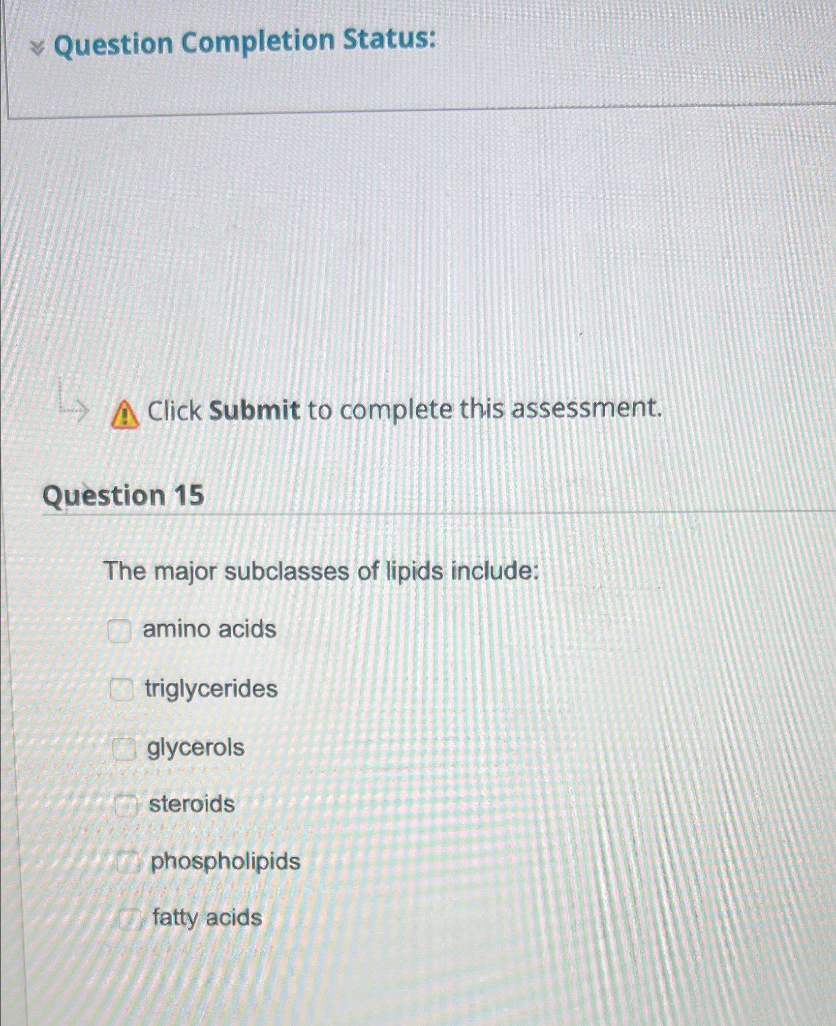 Solved Question Completion Status:Click Submit to complete | Chegg.com