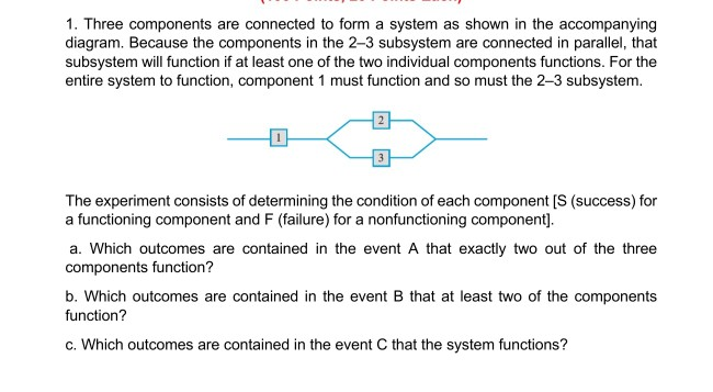 Solved 1. Three components are connected to form a system as | Chegg.com