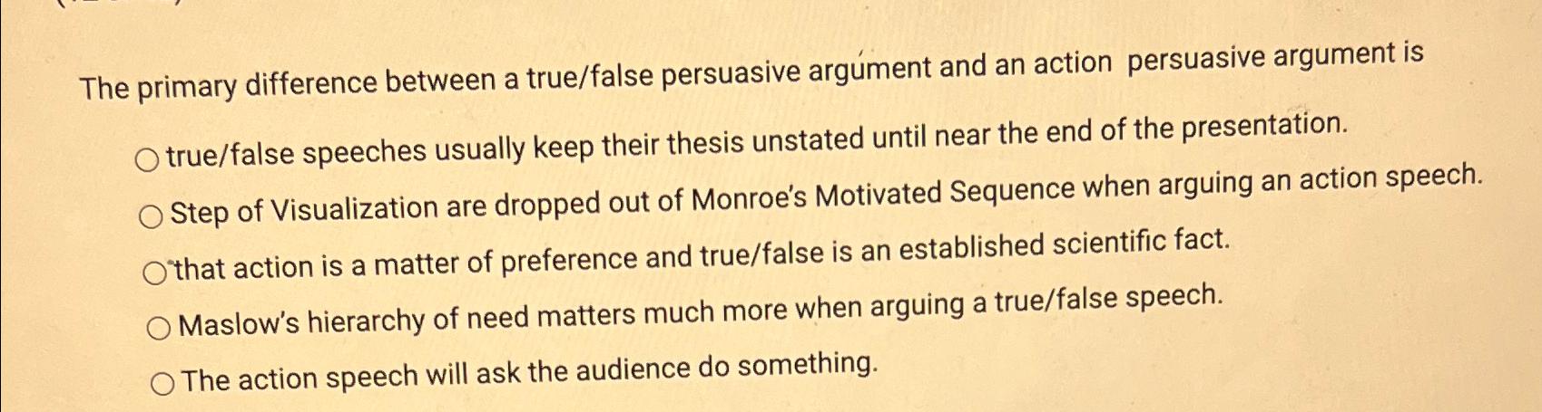 Solved The primary difference between a true/false | Chegg.com