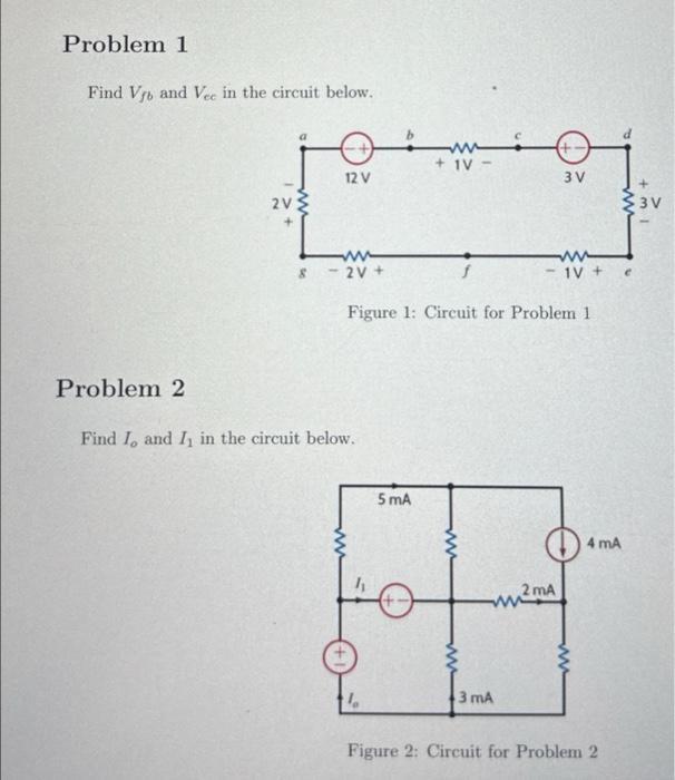 Solved Problem 1 Find Vfb and Vec in the circuit below. | Chegg.com