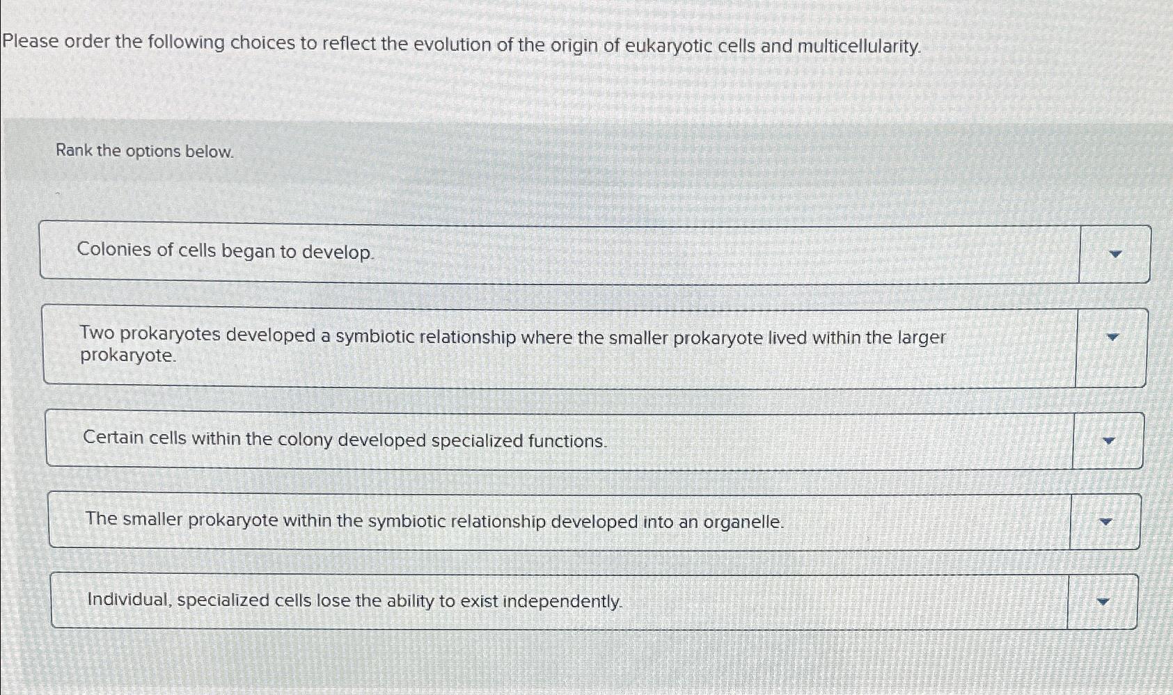Solved Please order the following choices to reflect the | Chegg.com