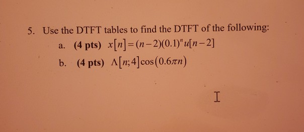 Solved 5. Use the DTFT tables to find the DTFT of the | Chegg.com