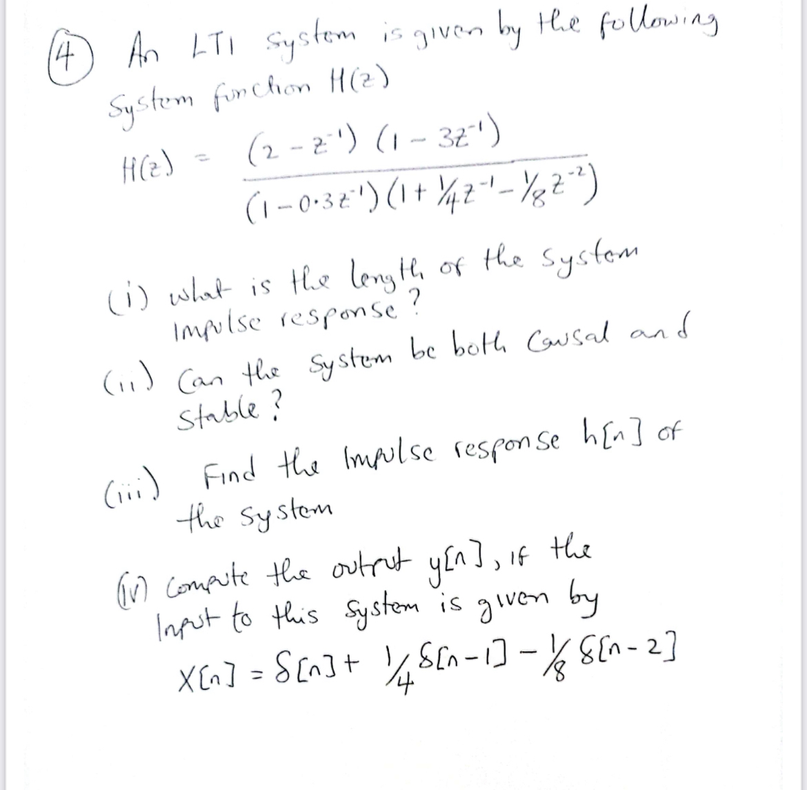 Solved Solve the questions preferably hand written ﻿(4) ﻿An | Chegg.com