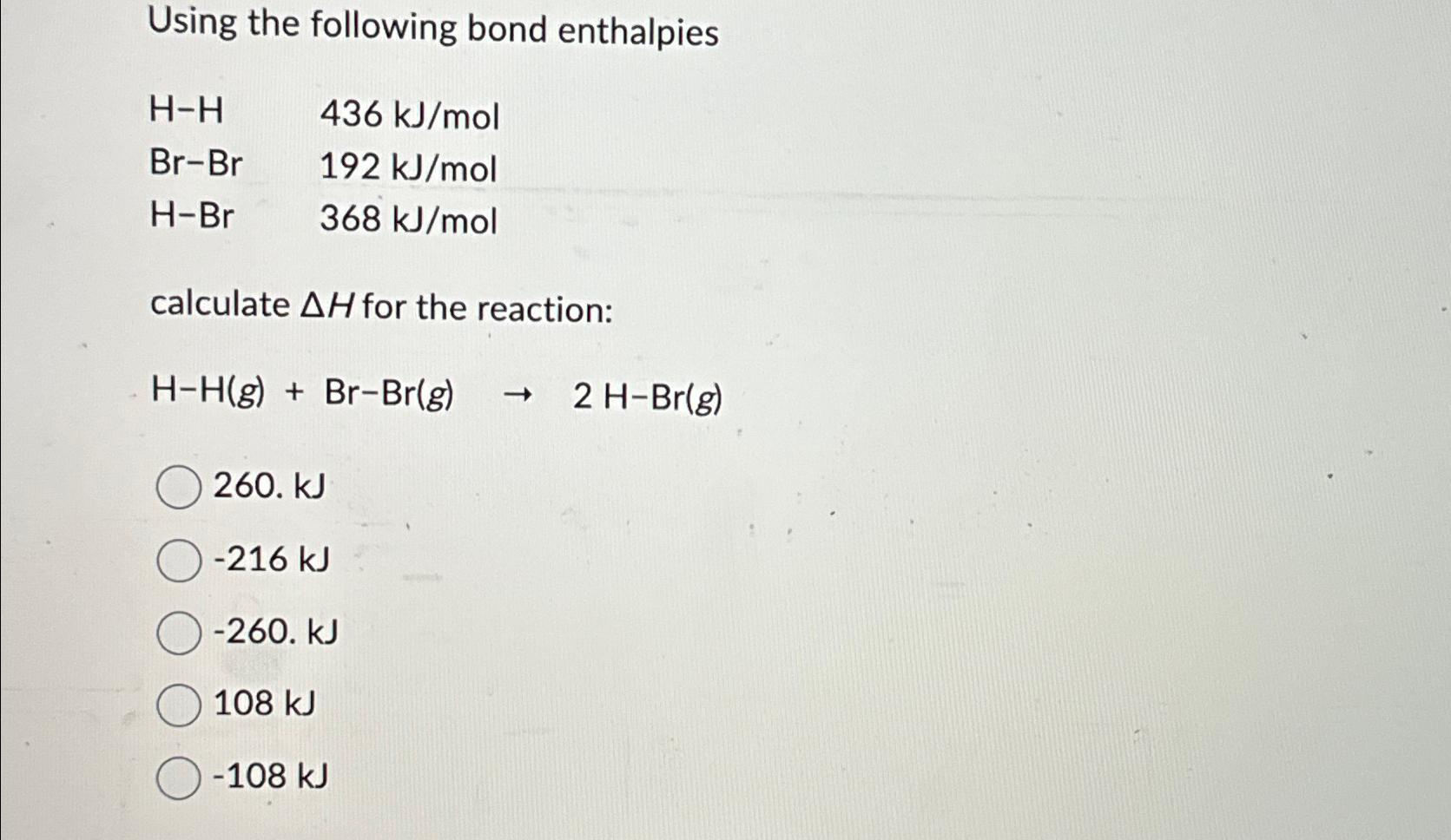 Solved Using the following bond | Chegg.com