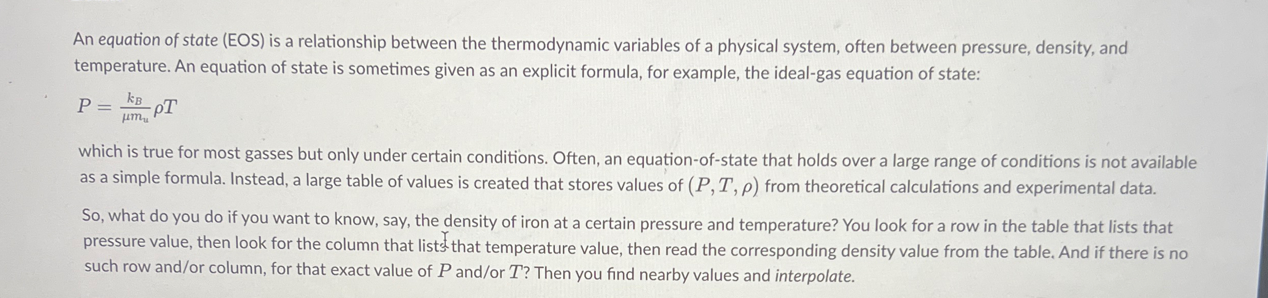Solved An equation of state (EOS) ﻿is a relationship between | Chegg.com