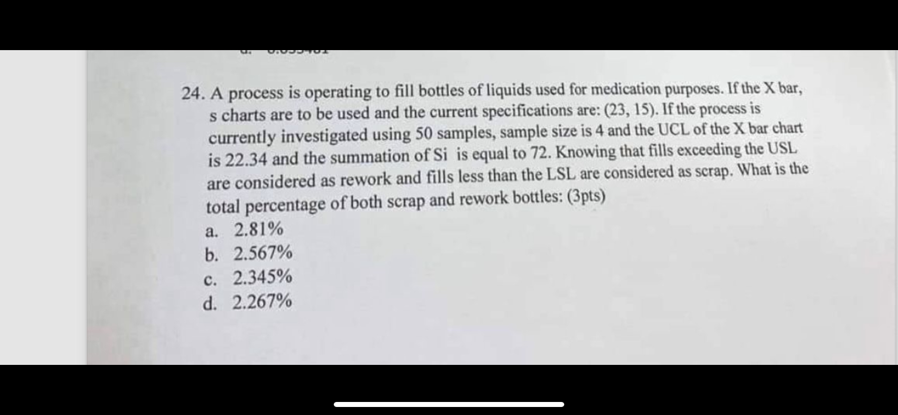 Solved This quastion is from a course called Quality Control | Chegg.com