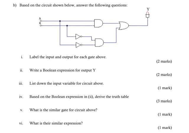 Solved b) Based on the circuit shown below, answer the | Chegg.com